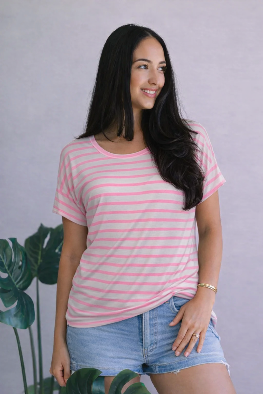 Bubblegum Stripes Twist Back Tee – Boutique Simplified